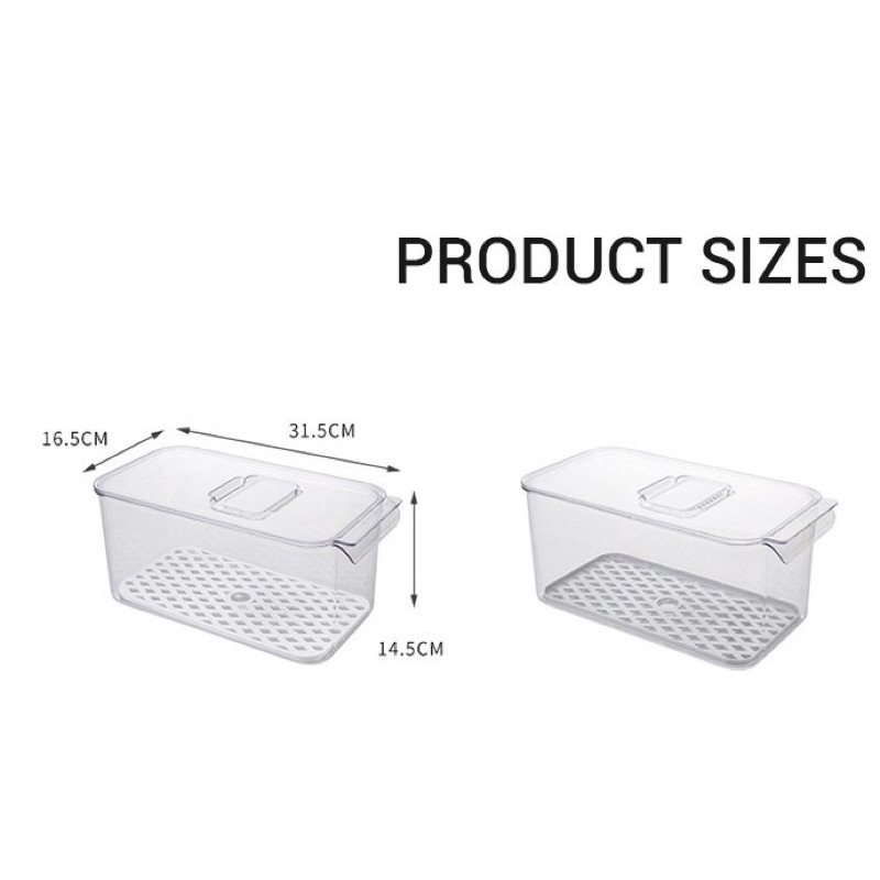 Home Ella Refrigerator and Pantry Organizer Bin with Cover and Drainer ...