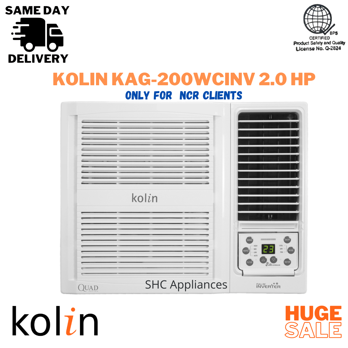 Kolin KAG200WCINV 2.0 HP FULL DC INVERTER Window Type Airconditioner ...