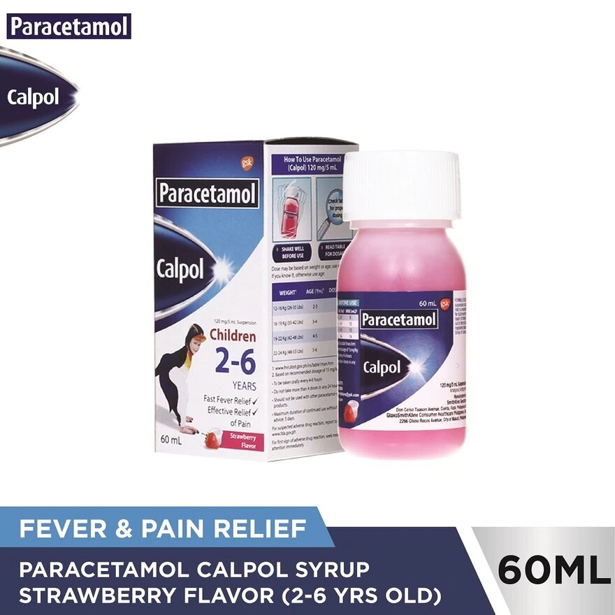 CALPOL Paracetamol Strawberry Flavor (2-6 years old) 60ml | Lazada PH