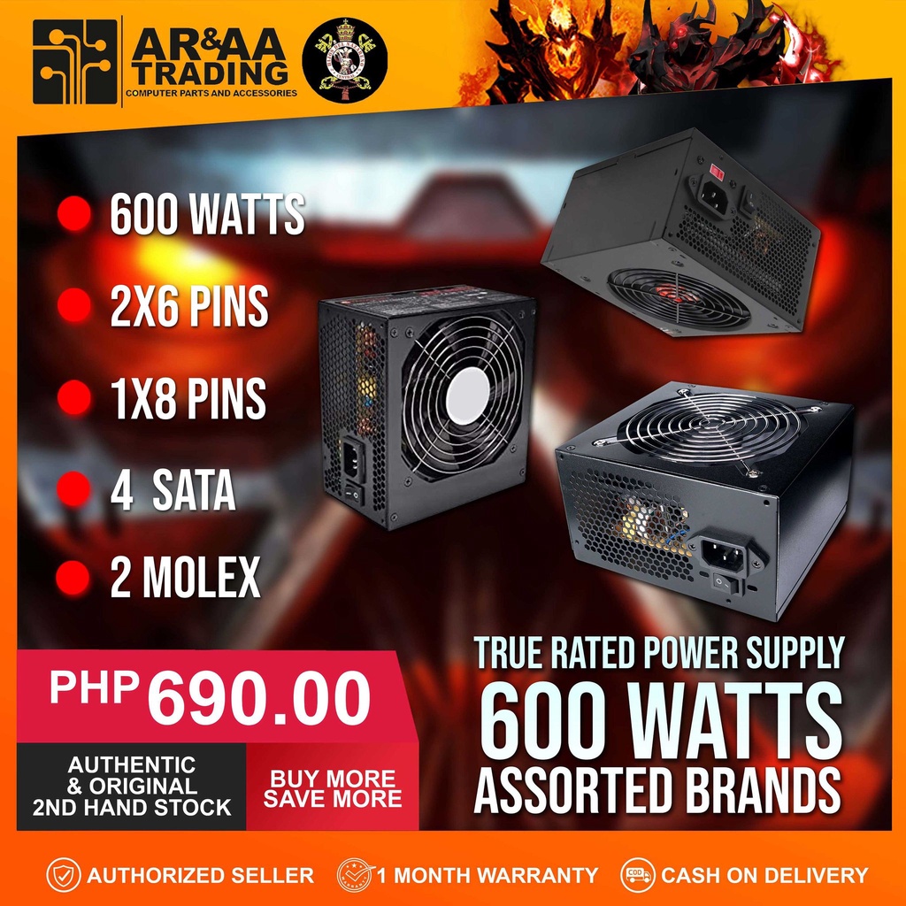 ☟True Rated PSU 600watts Black Assorted Brands Power Supply | Lazada PH