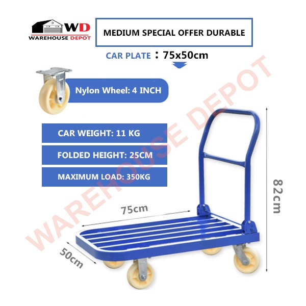 【READY STOCK】 ♔Heavy duty Push cart trolley Hand truck trolley cargo ...