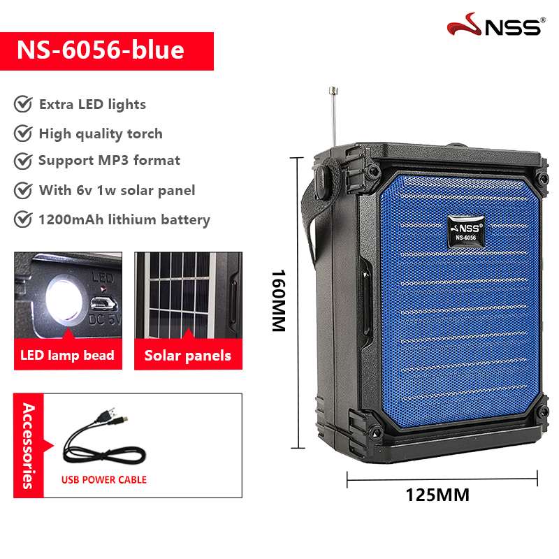 NSS Solar Rechargeable Bluetooth FM Radio with USB/TF Multimedia ...
