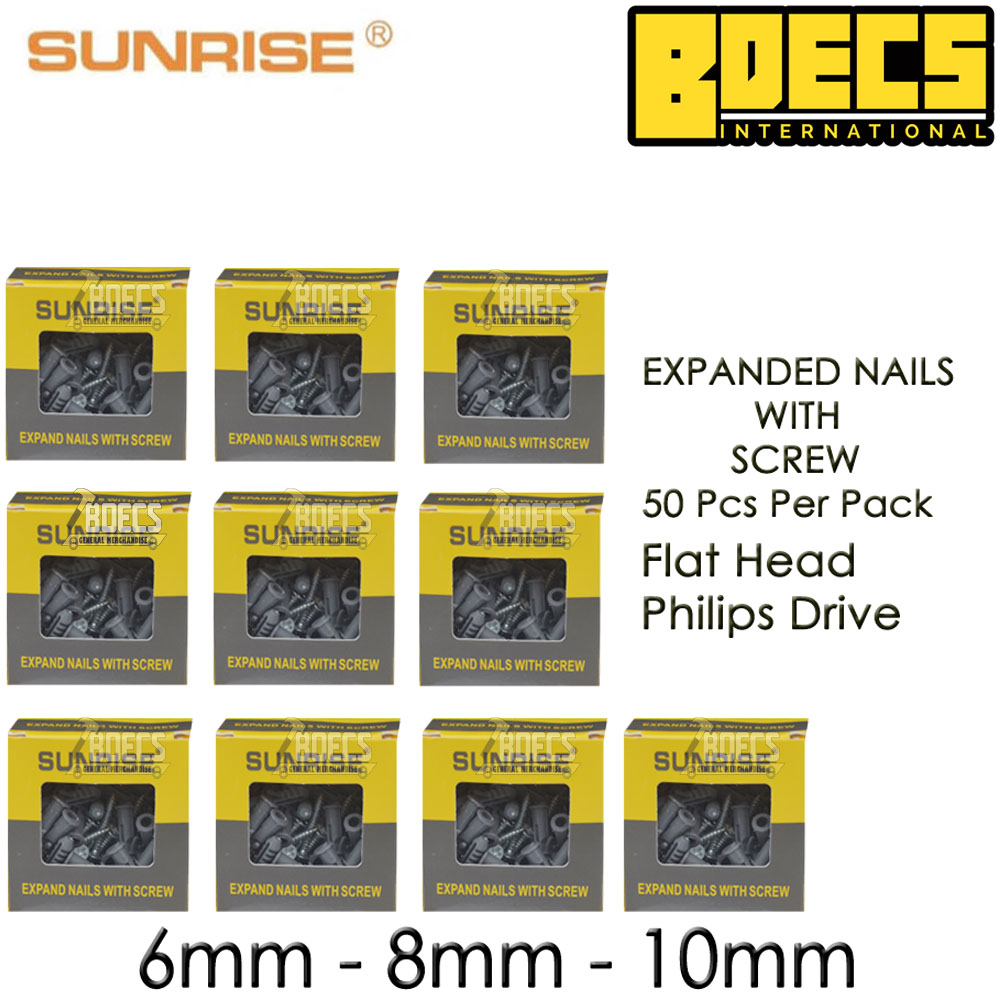 SUNRISE Expanded Nails with Screw (10 Packs 500 pcs) | Lazada PH