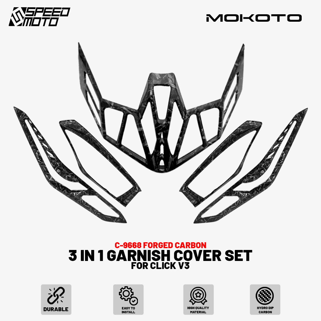 CLICK V3 3IN1 GARNISH COVER SET FORGED CARBON FRONT HEADLIGHT AND TAIL ...