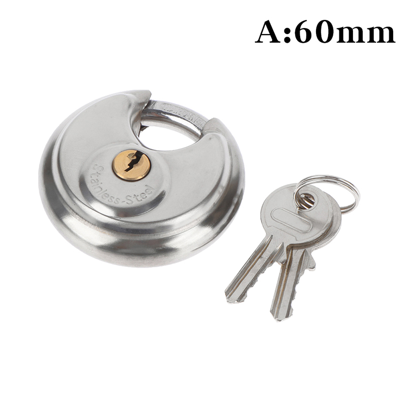 【Free 2 key】Stainless Steel Anti-Theft Padlock Disc Round Lock for ...