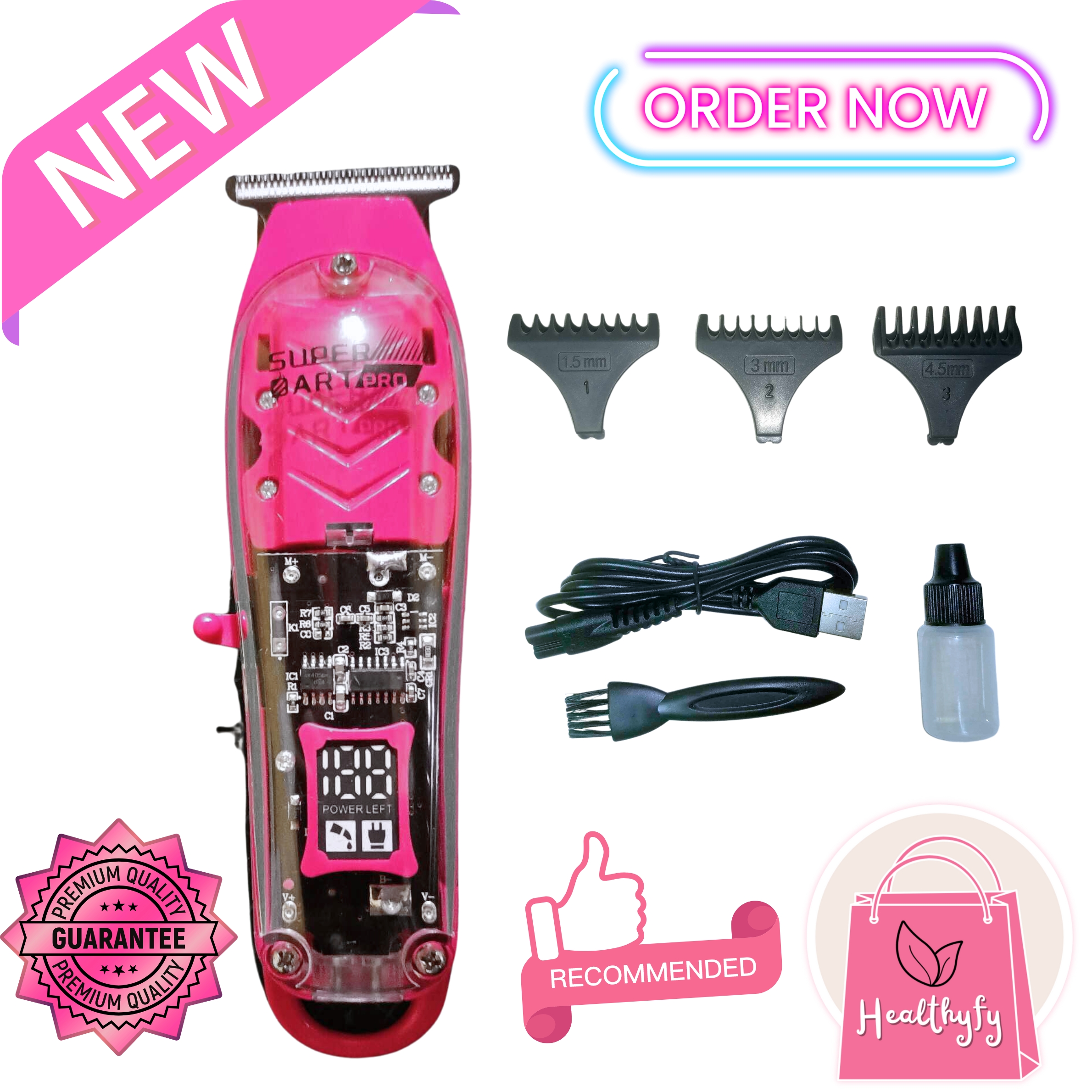 HEALTHYFY Cordless Rechargeable Hair Clipper Razor Wireless Hair ...