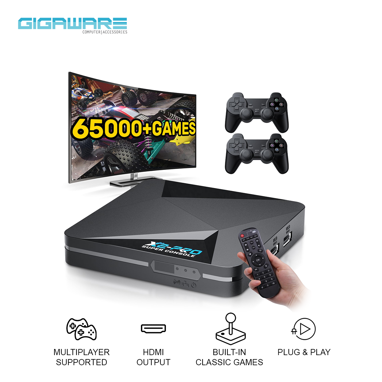 Gigaware X2 Pro Super Console Retro Gaming Console with 2 Controllers ...