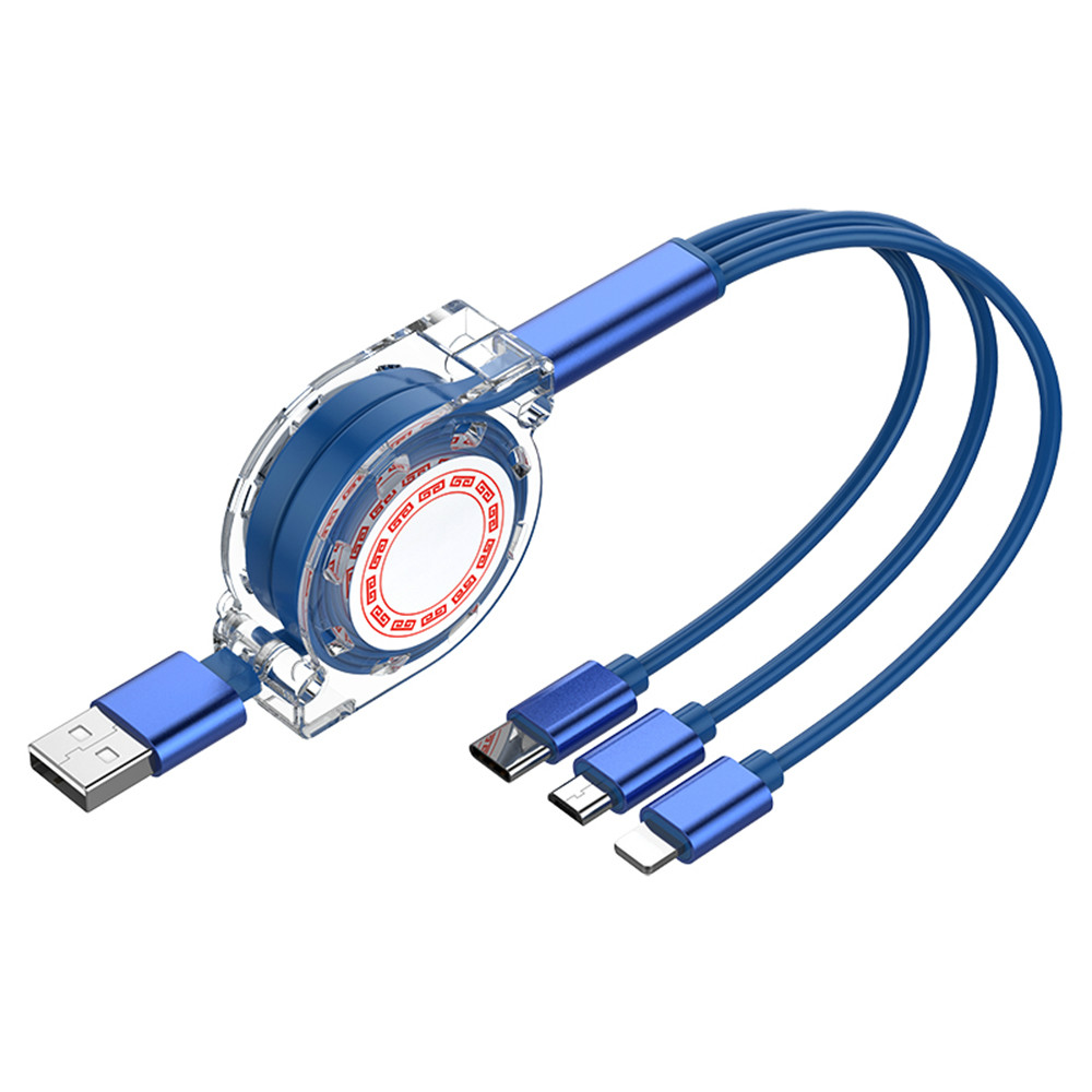Stretchable 3 In 1 Charger Data USB Cable Compatible For Iphone Android ...