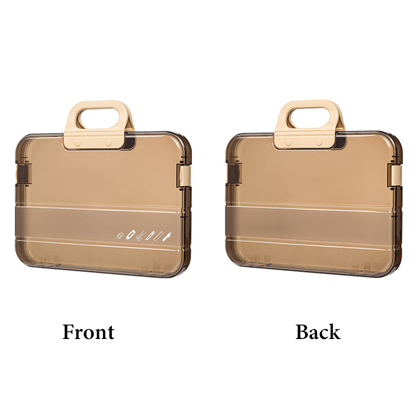 Portable Coffee Transparent A4 Plastic File Box Folder With Handle Hand ...