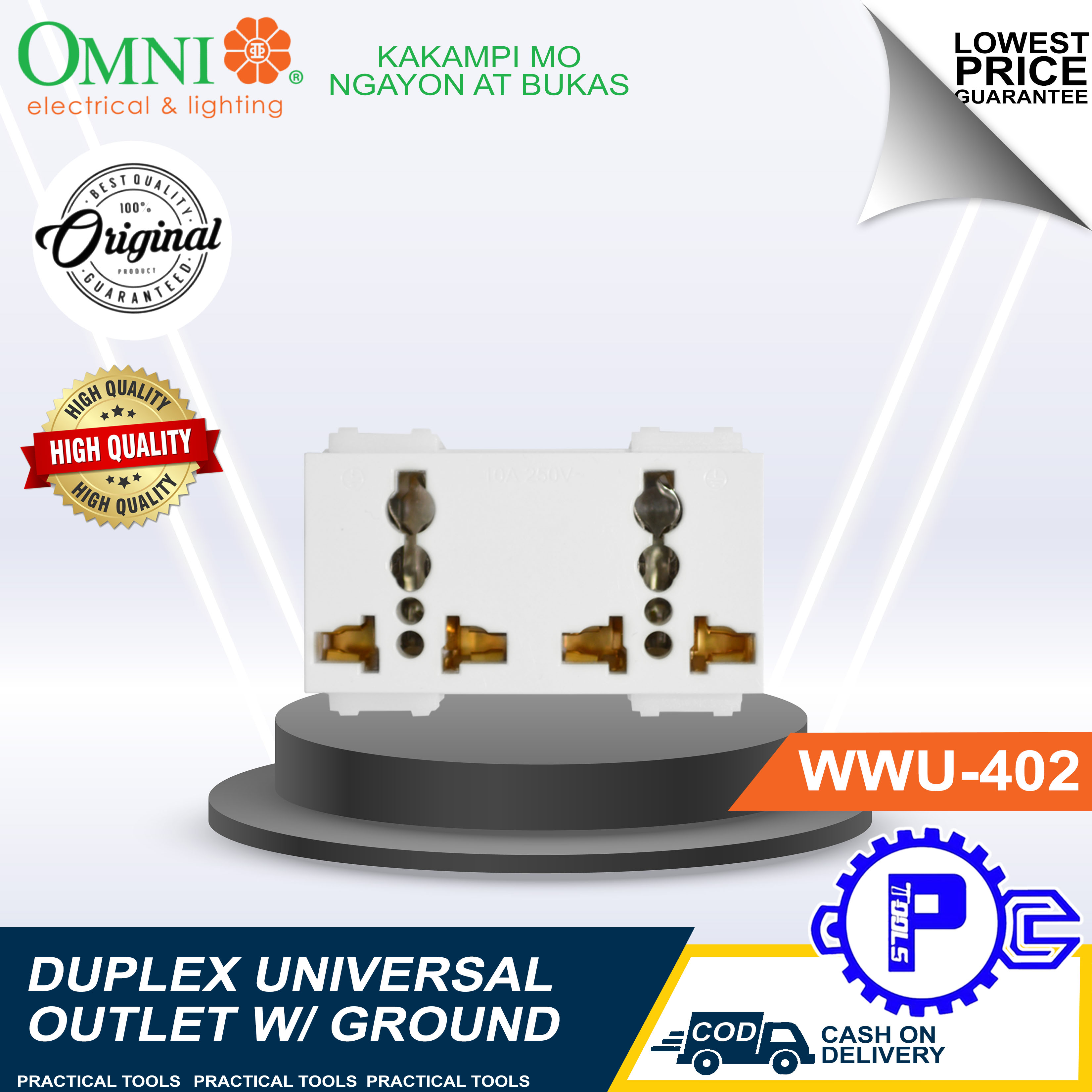 OMNI Duplex Universal Outlet with Ground 10A Wide Series | Lazada PH