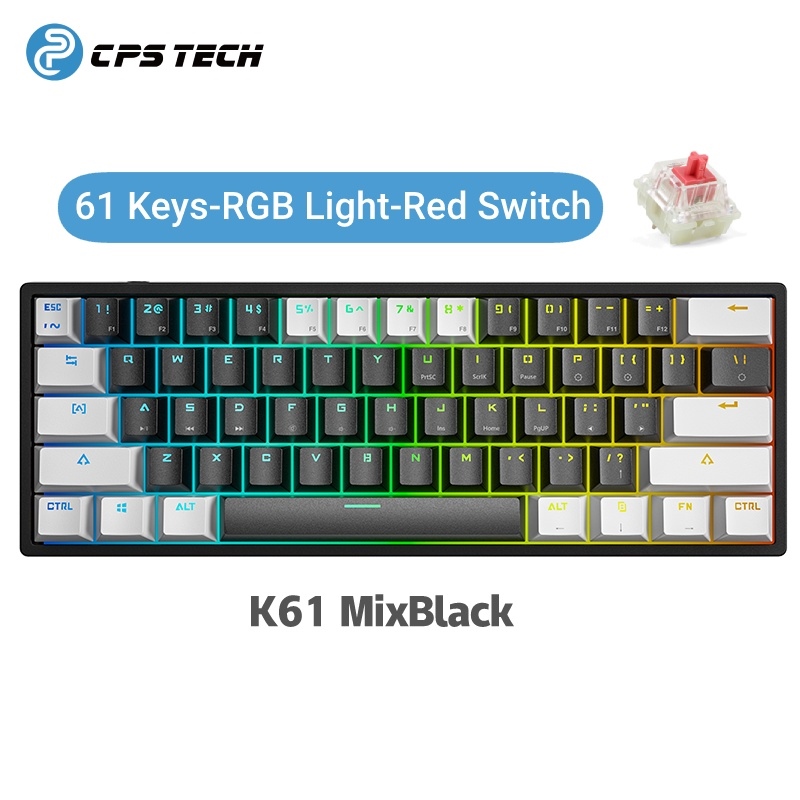CPSTECH K61 61 Keys Mechanical RGB Keyboard Removable Pc Computer USB ...