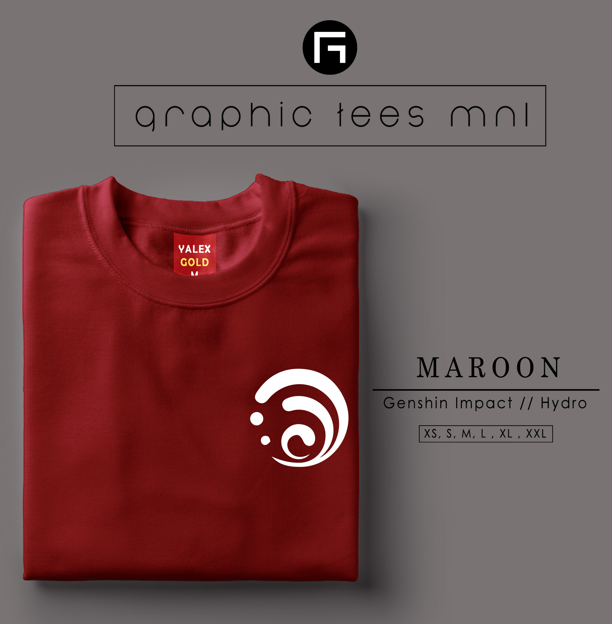 Graphic Tees MNL - GTM Genshin Impact Hydro Elements Symbol Customized Shirt Unisex T-shirt for ...