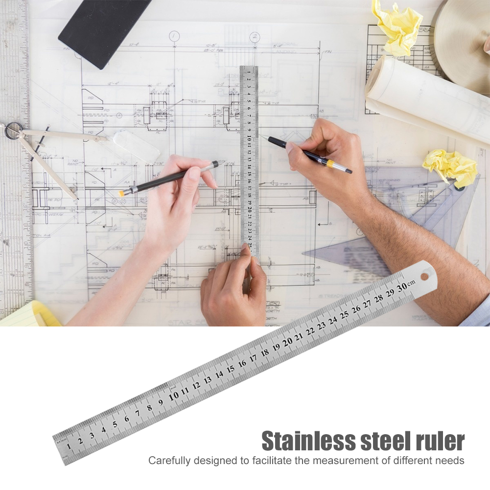 Metal Ruler Stainless Steel Straight Ruler Student Rulers Measure ...
