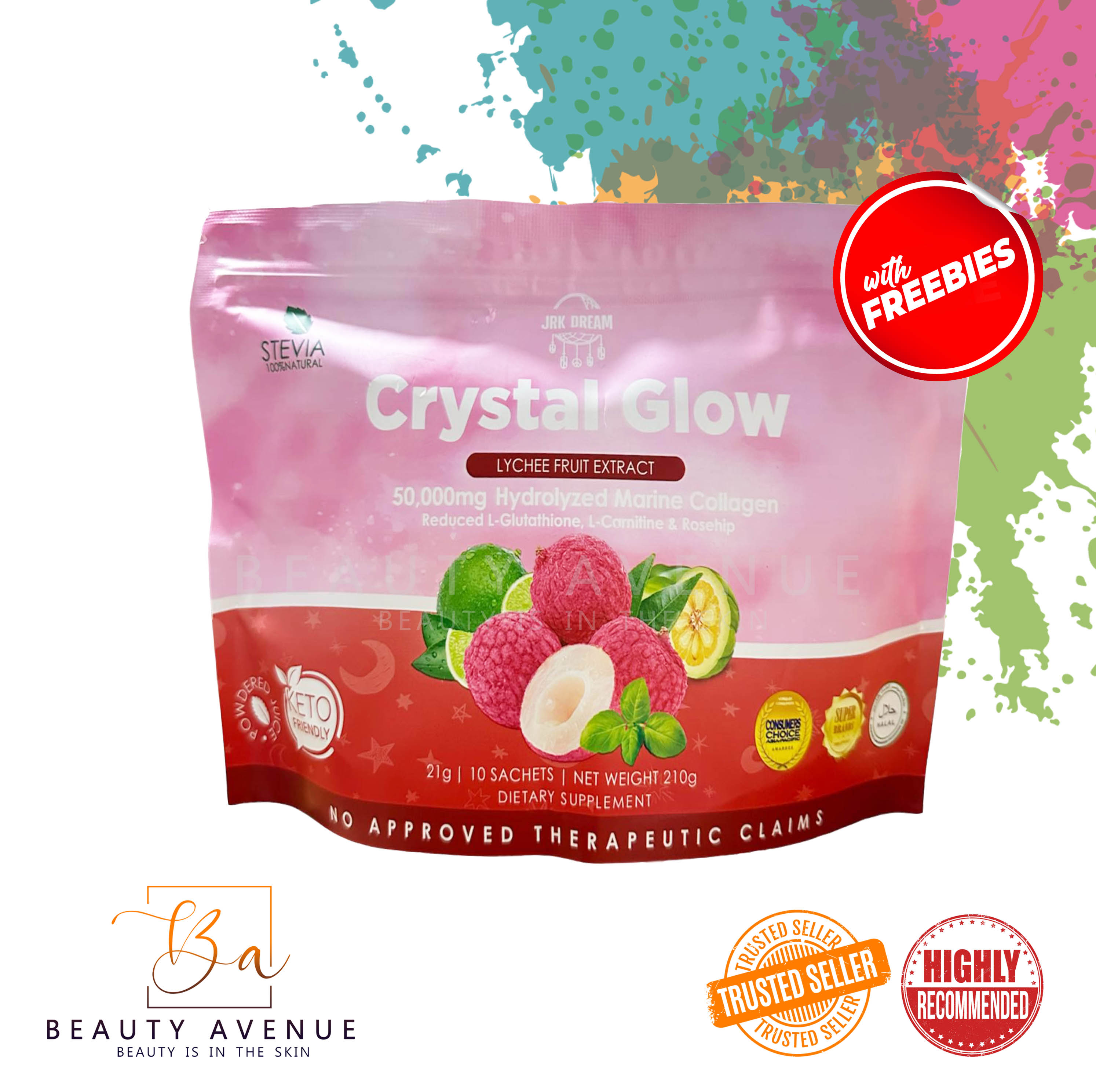Crystal Glow Lychee ( 10 sachet ) - JRK Dream Marine Collagen Drink ...