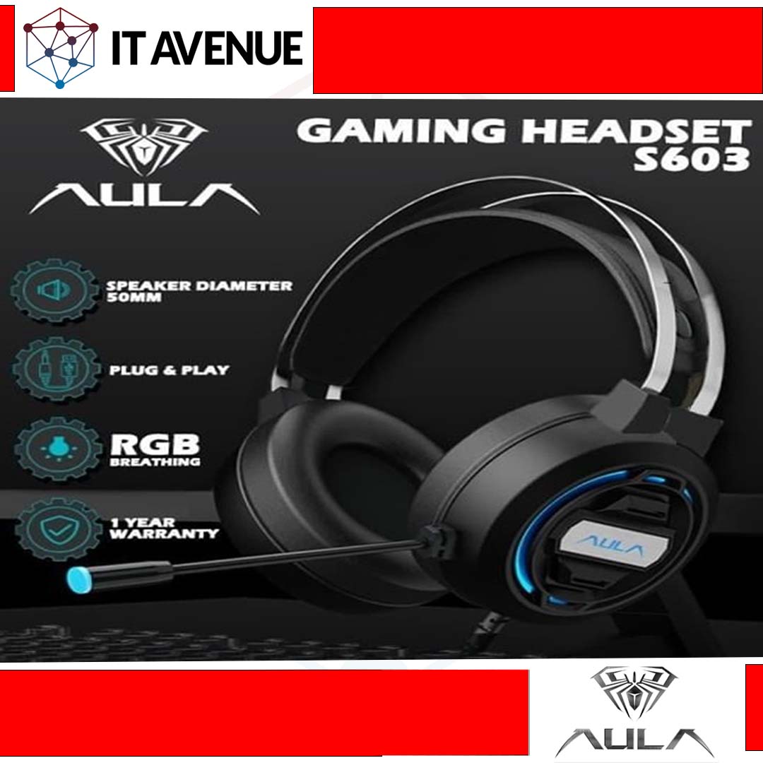 aula s603 gaming headset - rgb breathing pc/mobile with free aux audio ...
