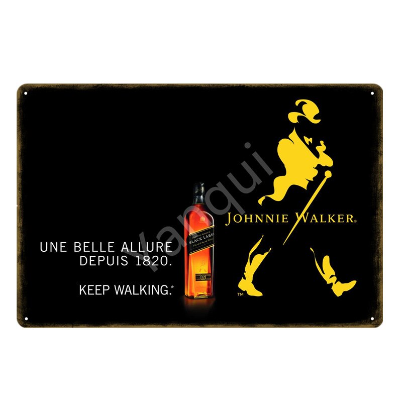 Keep Walking Johnnie Walker Whiskey Beer Metal Tin Signs Red Bule Gold ...