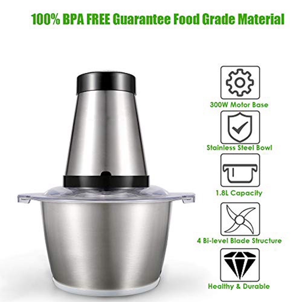 2 Speeds 2L Capacity Multifunctional Electric Meat Chopper Vegetable Grinder Mincer Food ...