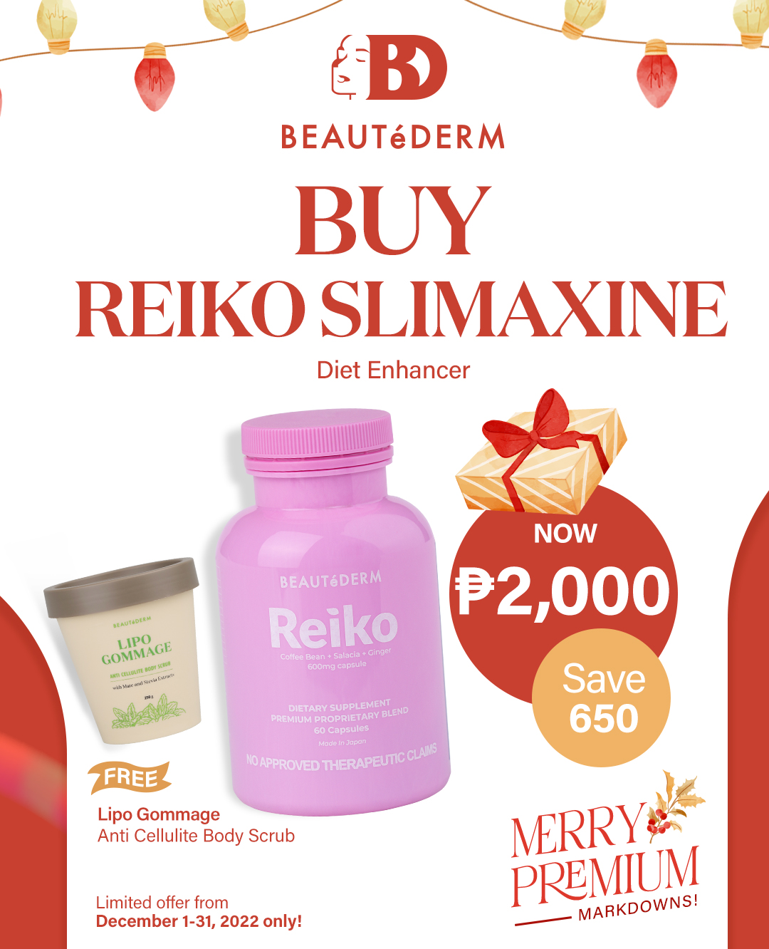 Beautederm's Reiko Slimaxine Diet Enhancer FREE Vacuum Lipo Gommage ...