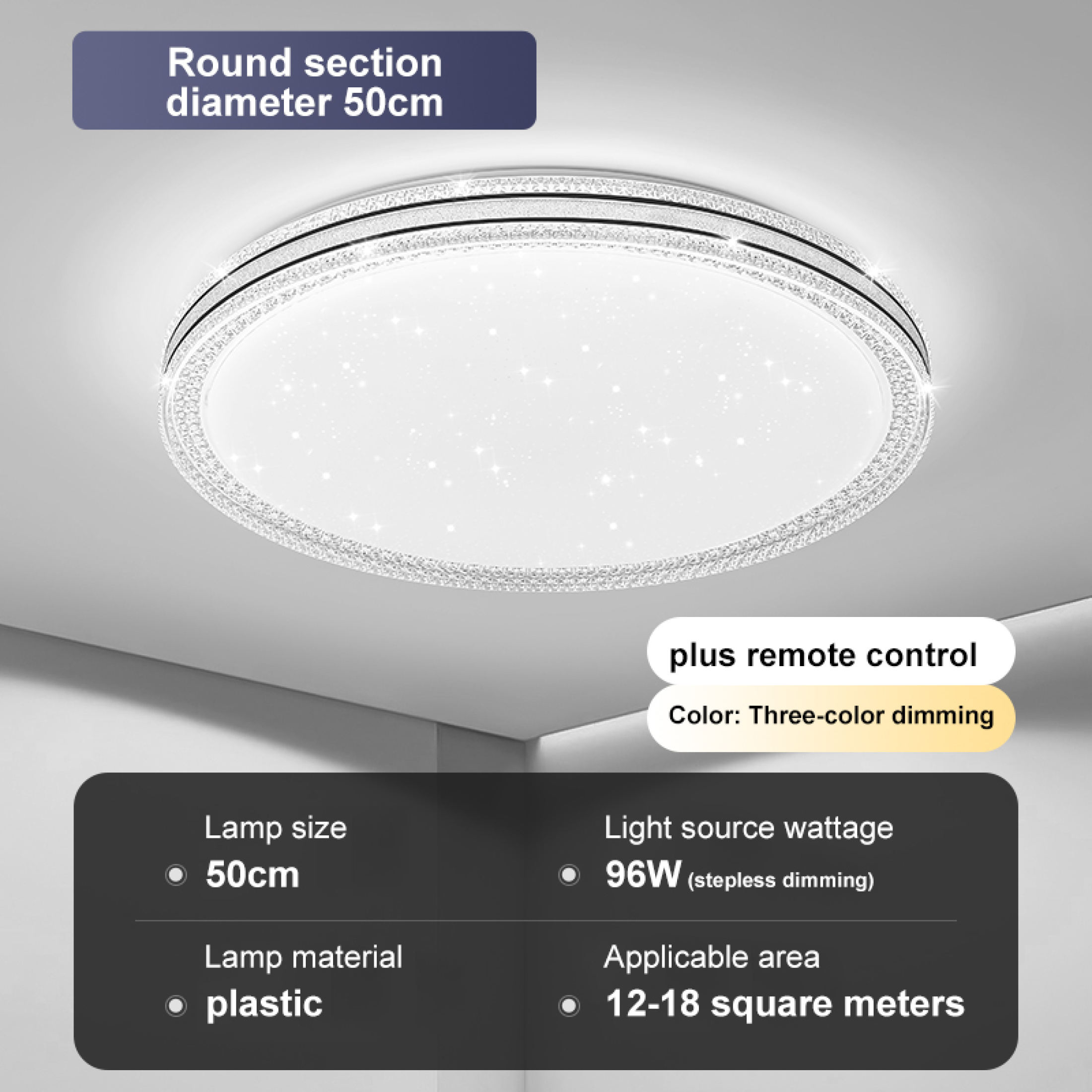 【COD】 Ceiling Lamp Tri color Light LED Fully sealed remote control ...