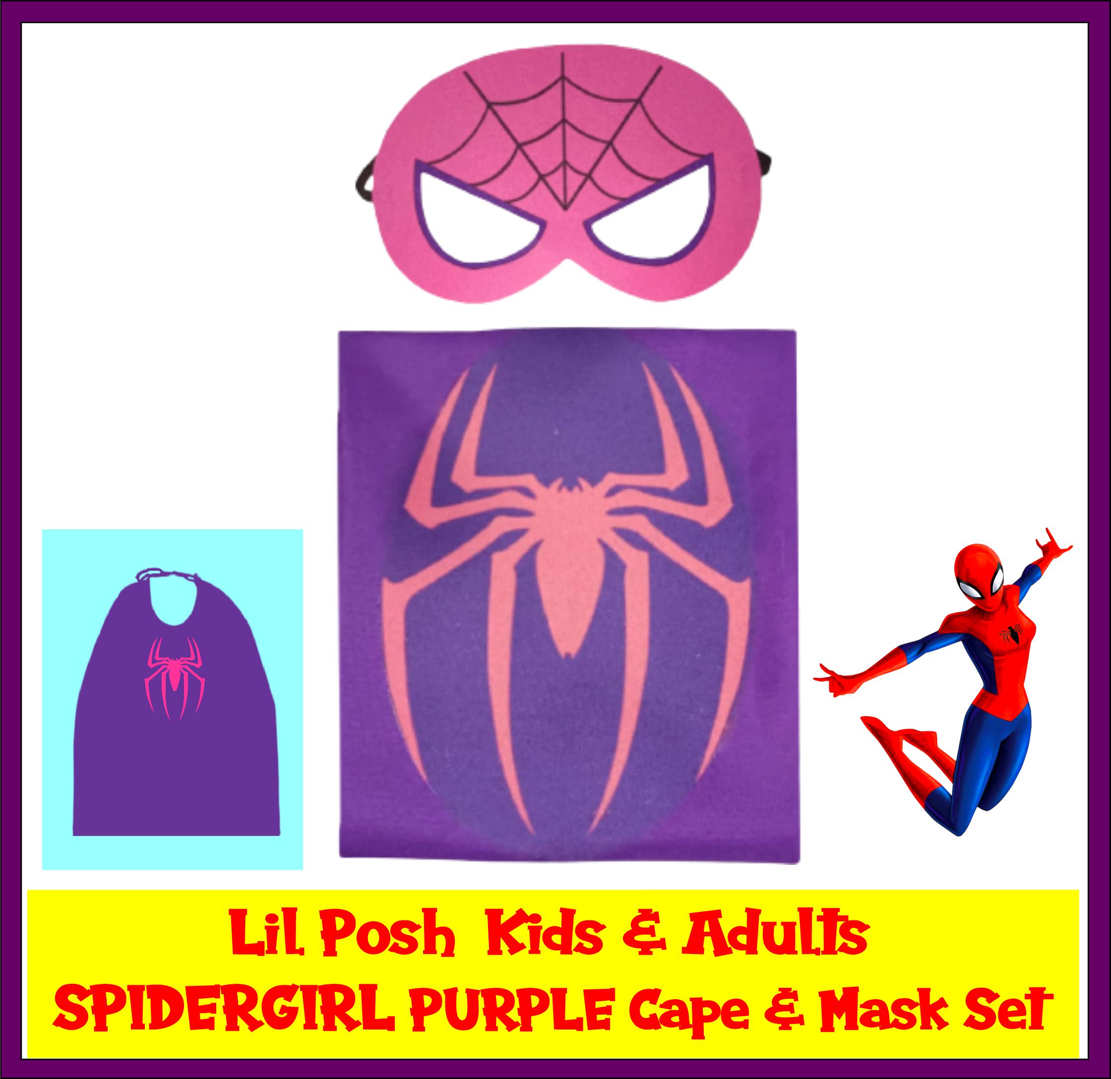 Lil Posh Kids & Adults SPIDERMAN / SPIDERGIRL Cape & Mask Set Costume ...