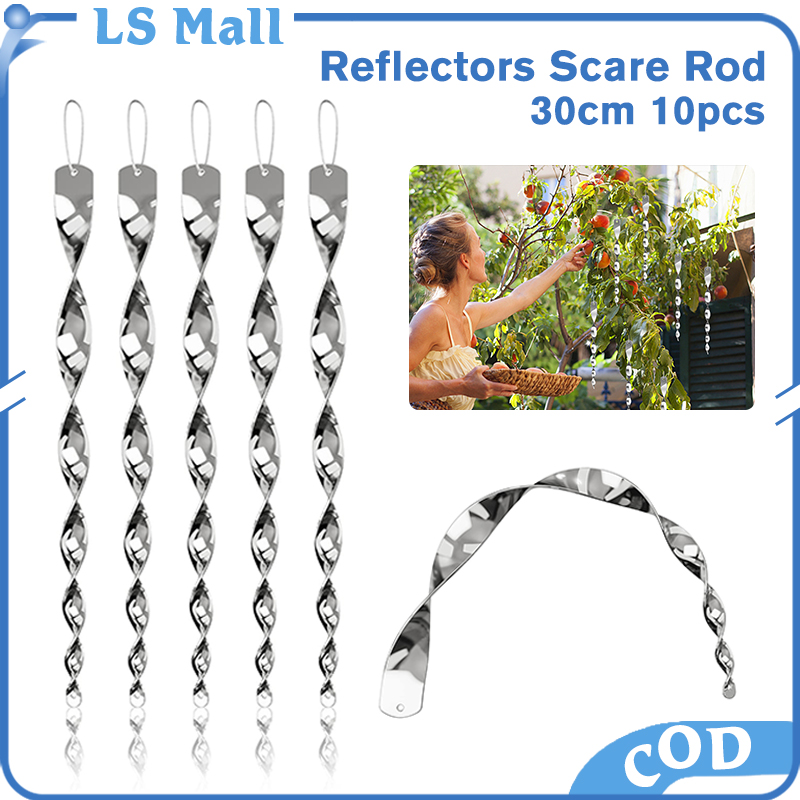 10pcs Bird Repellent Reflectors Scare Rods, Hanging Silver Plastic Rod ...