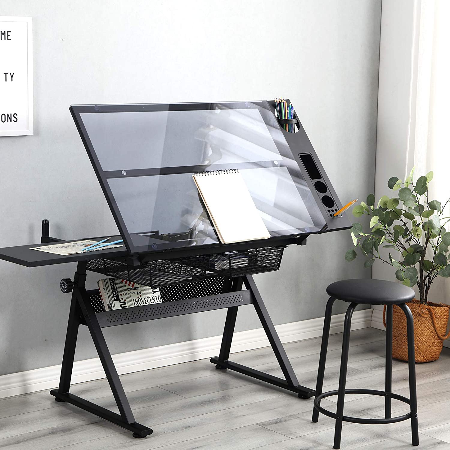 New Pattern Drafting Table With Stool Drawers And Side Table By Artist New Pattern Drafting Table With Stool Drawers And Side Table By Artist