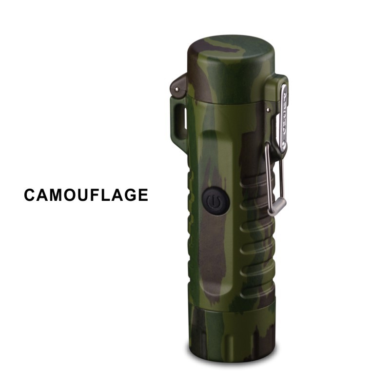 COD Flashlight Lighter Outdoor Waterproof Dual Arc Lighter Camouflage ...