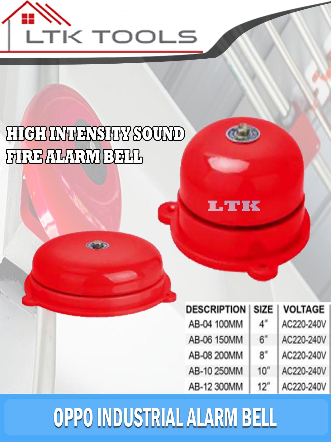 EOPPO FIRE ALARM BELL 4inch /6inch/8 inch/10inch/12inch ( 220V-240V ...