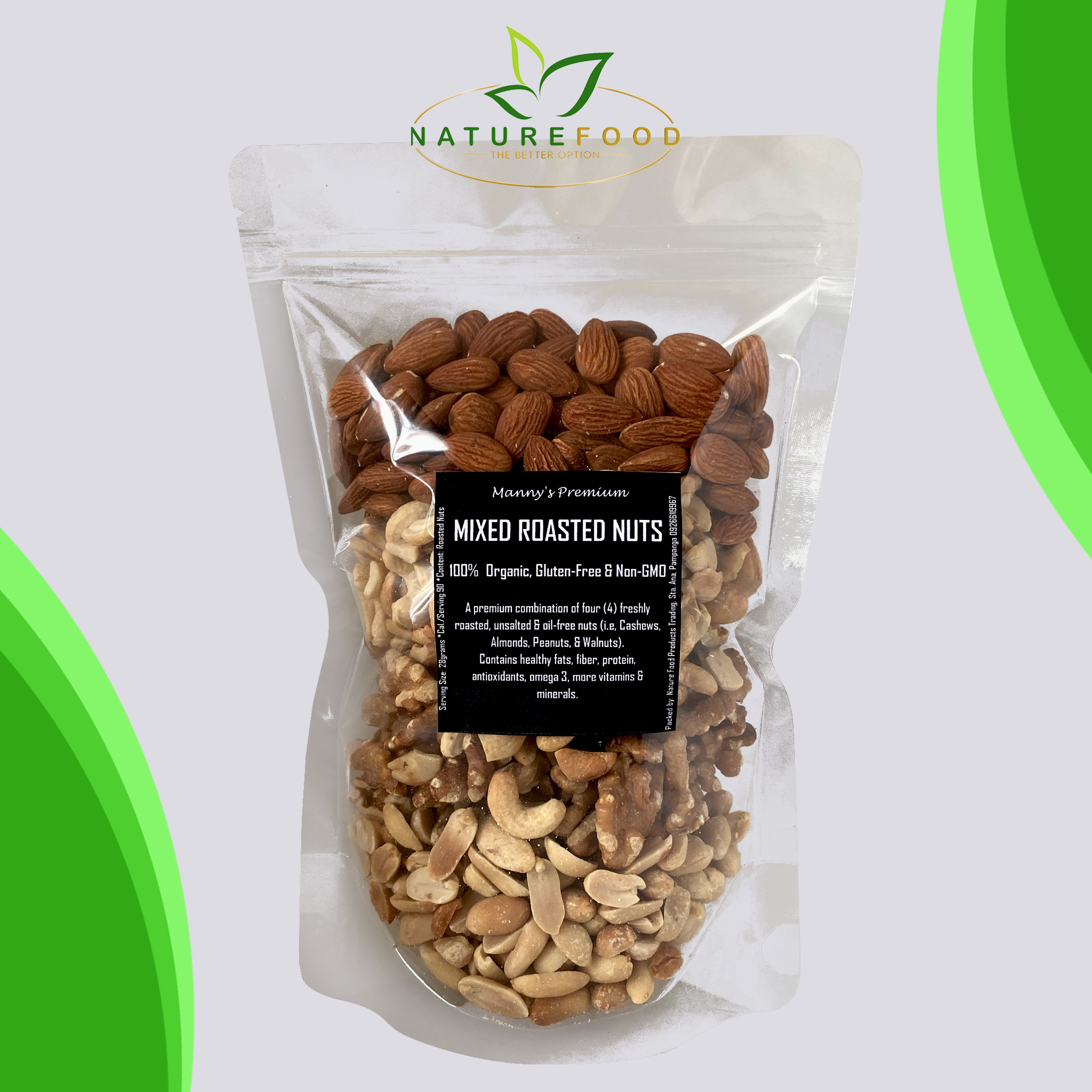 Mix of 4 Roasted Nuts (Organic, Oil-free, Unsalted Almonds Cashews ...