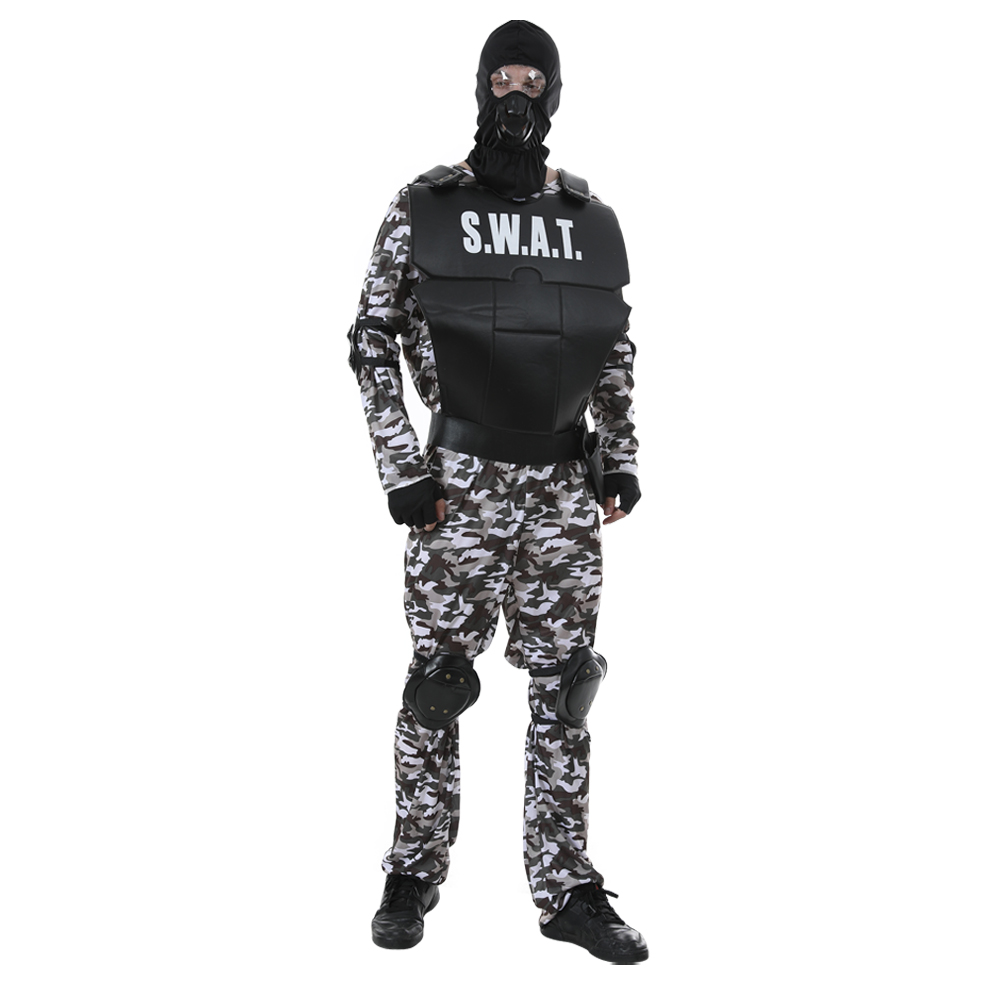 SWAT Adult Costume Military Uniform Men's Special Soldier Cosplay ...
