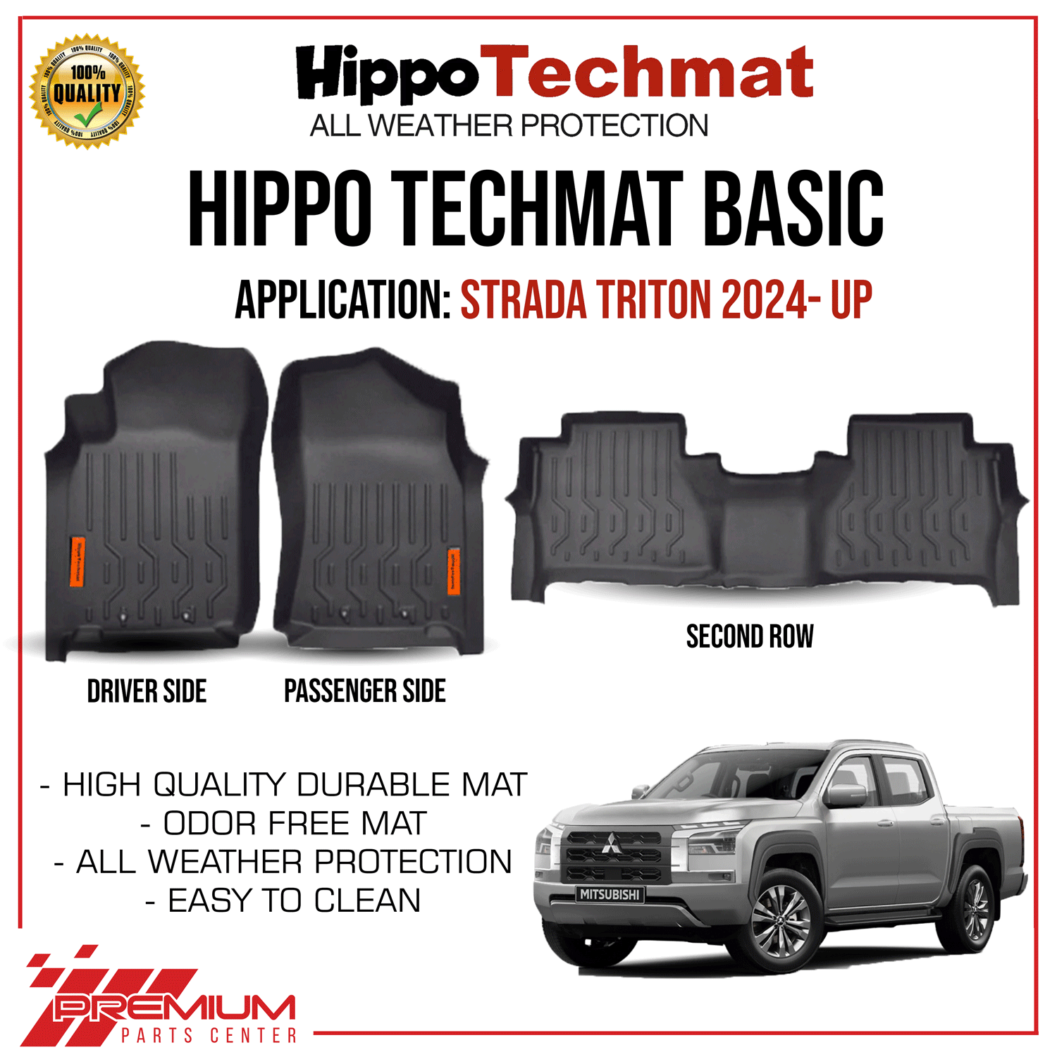 Hippo Techmat Basic Deep Dish Matting for Mitsubishi Strada Triton 2024 ...
