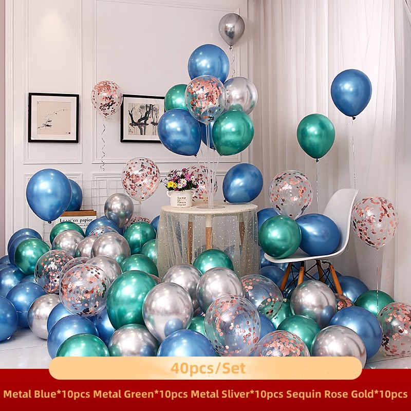 40pcs Balloons Set 12inch Confetti Sequins Balloon And Chrome Metalli ...