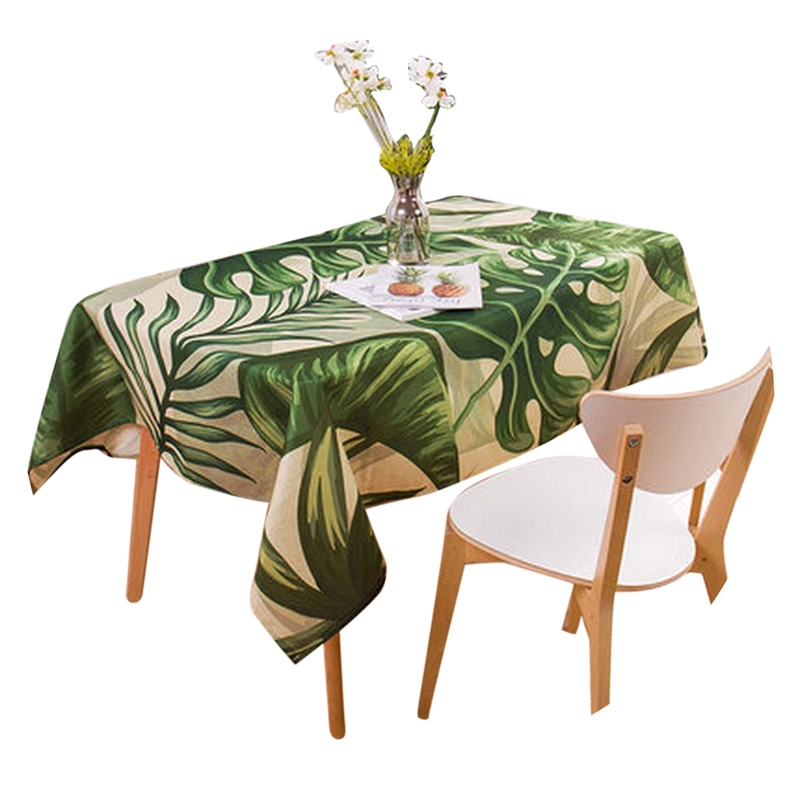 Tropical Plants Pattern Linen Waterproof Tablecloths Decorative Home ...