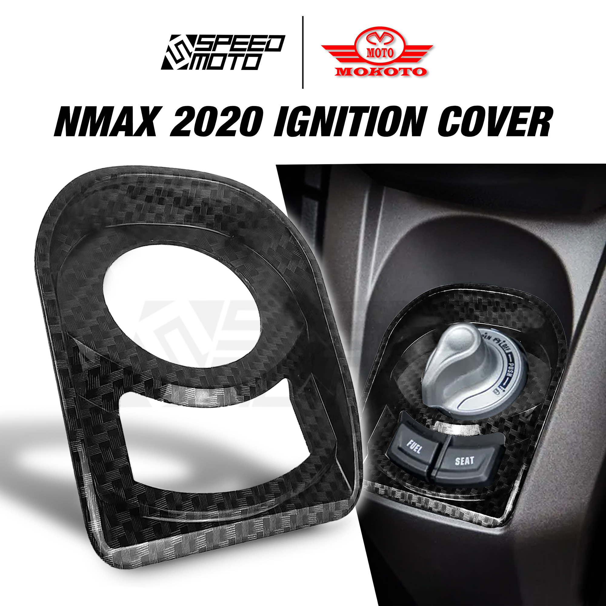 MOKOTO NMAX 2020 / 2021 KEYLESS IGNITION COVER T-5539 GLOSSY-CARBON ...