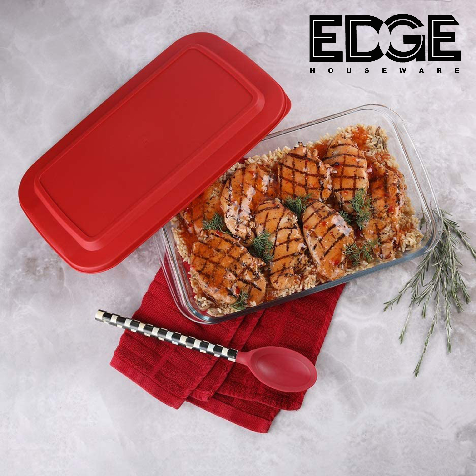 Edge Demeter Deep Glass Rectangular Baking Dish with LID Microwave Safe ...