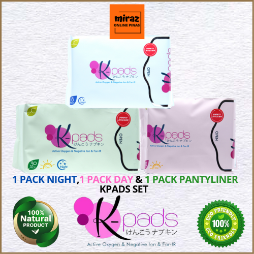 KPADS [ SANITARY NAPKINS ] [ 1 PACK NIGHT, 1 PACK DAY AND 1 PACK PANTILINER KPADS SET ] FREE ...