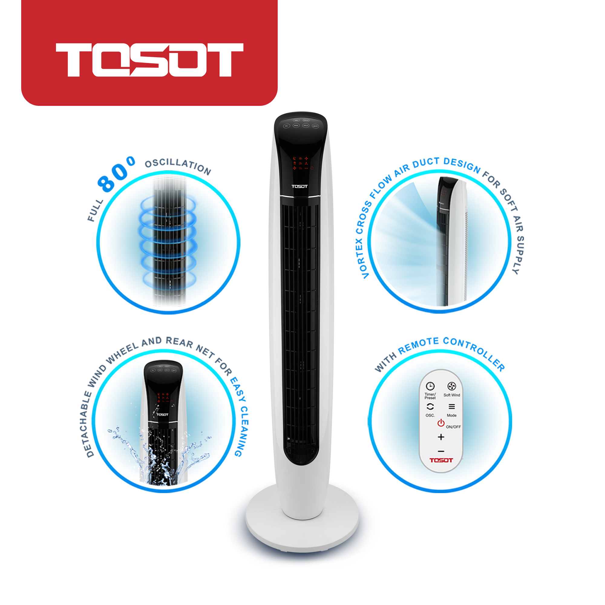 TOSOT Tower Fan / Oscillating Electric Fan / Aroma Compartment / with ...