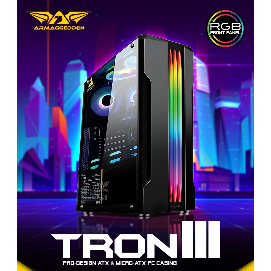 Armaggeddon Tron III Pro-Design Triden RGB ATX Gaming PC Case with ...