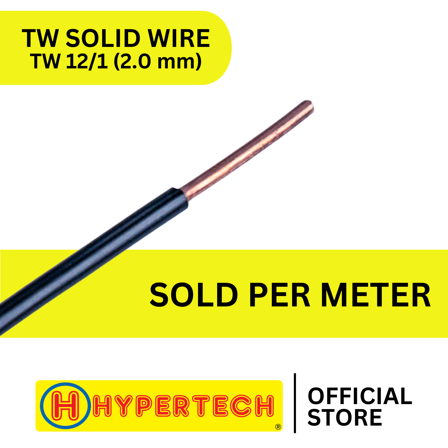 Hypertech TW Solid Wire # 12/1- PER METER - Pure Copper Electrical Wire ...