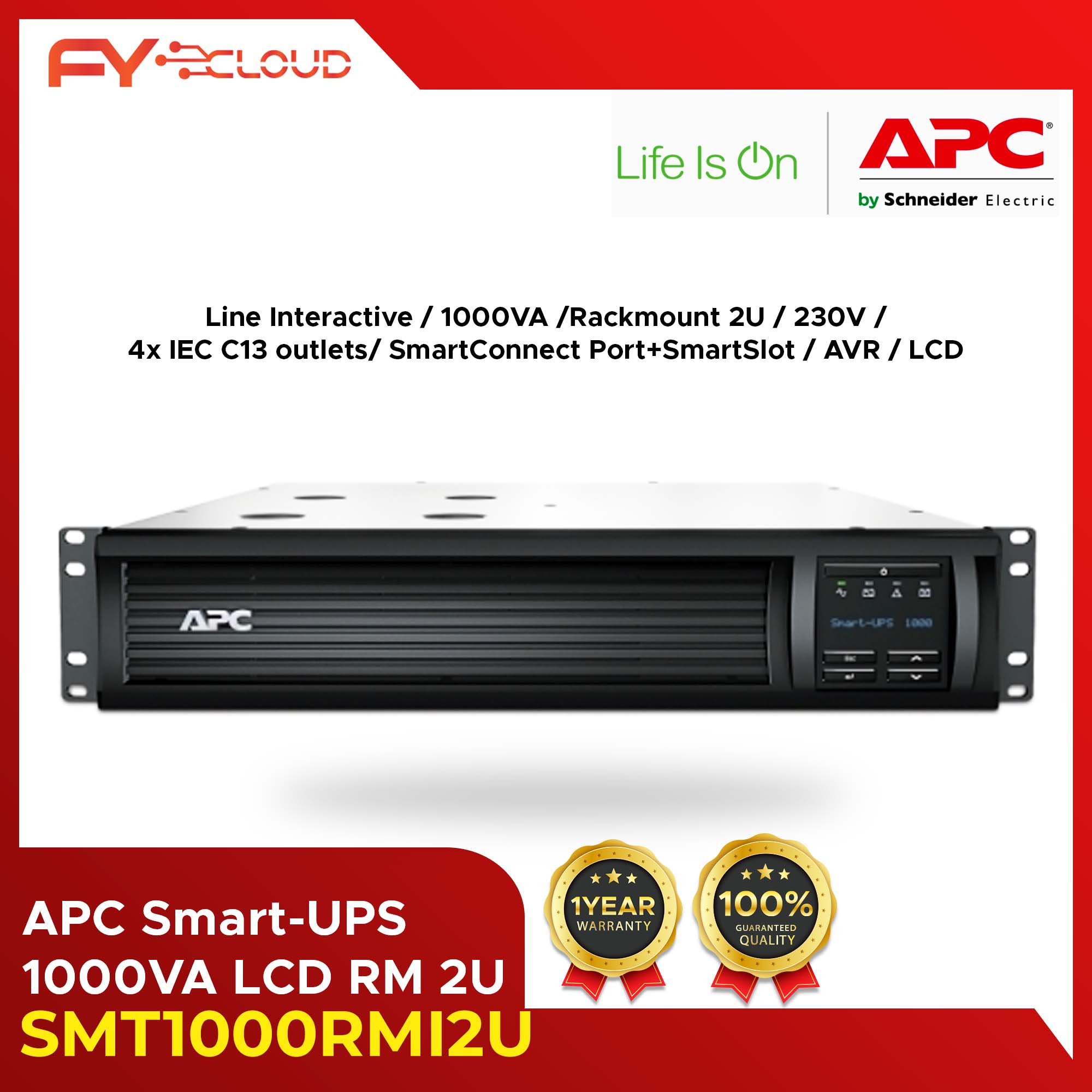 APC Smart-UPS SMT1000RMI2UC 1000VA LCD RM 2U 230V with Smart Connect/Rackmount | Lazada PH