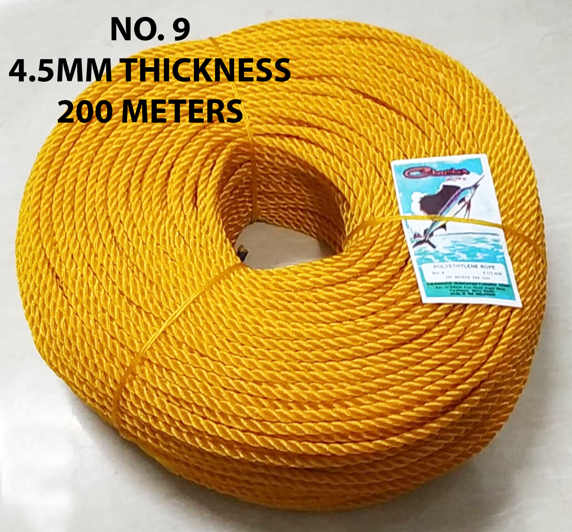 NYLON ROPE NO. 9 ( 4.5MM THK X 200 MTRS LONG ) TALI LUBID RAMDOM COLOR ...
