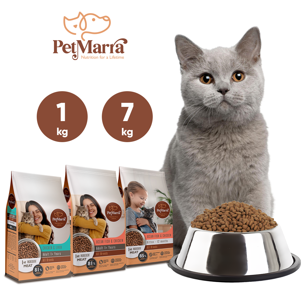 PetMarra Adult Cat / Kitten Dry Food 1kg | 7kg All Variants | Lazada PH