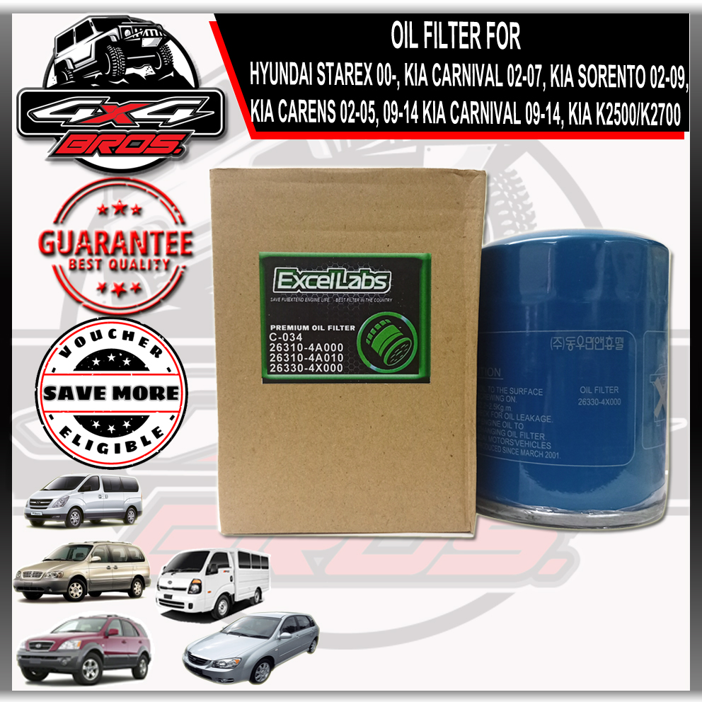 EXCELLABS OIL FILTER for Hyundai Starex, Kia Carnival, Sorento, Carens ...