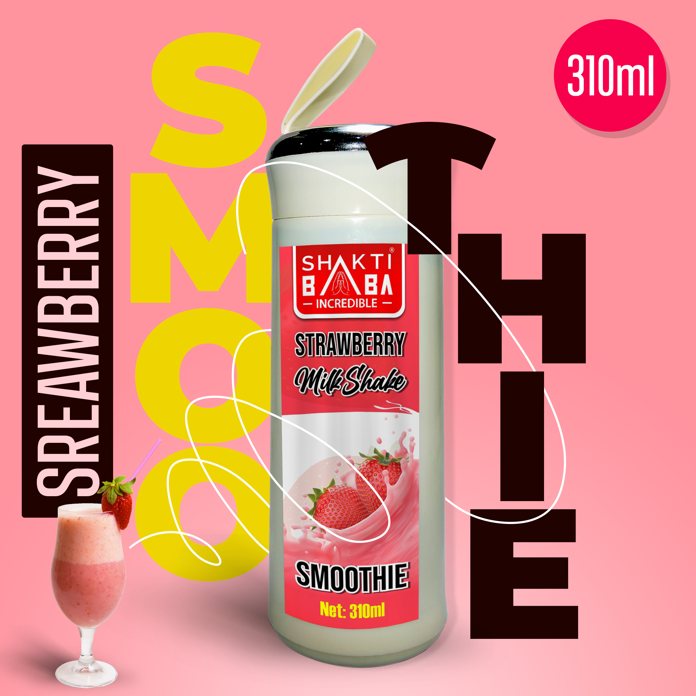 Shakti Baba SREAWBERRY MilkShake Smoothie 310ml Flask Bottle | Lazada PH