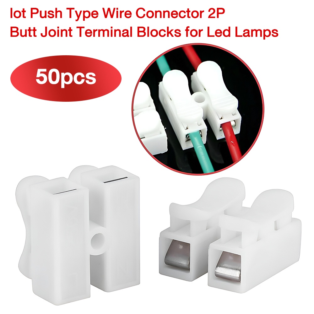 ONE OOTD 50pcs Self Locking Electrical Cable Connector CH2 250V 2 Pin ...