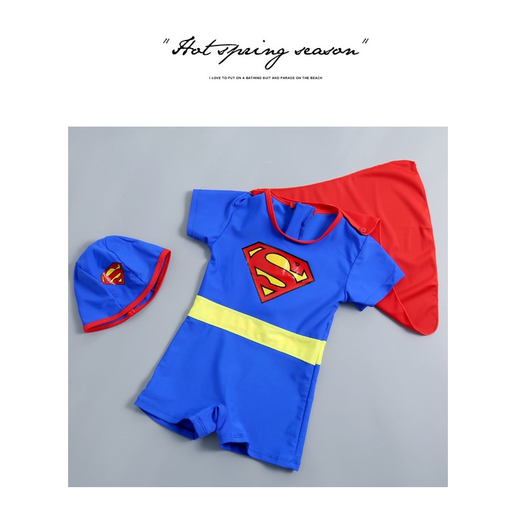 Red Rabbit Sports Cute Superman One-Corner Swimsuit Boys Cartoon ...