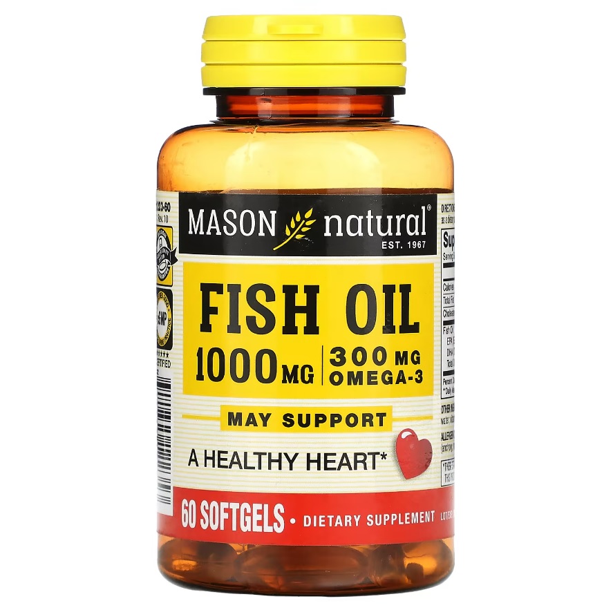 Mason Natural, Fish Oil, 1000 mg | 300 mg Omega 3, 60 Softgels | Lazada PH