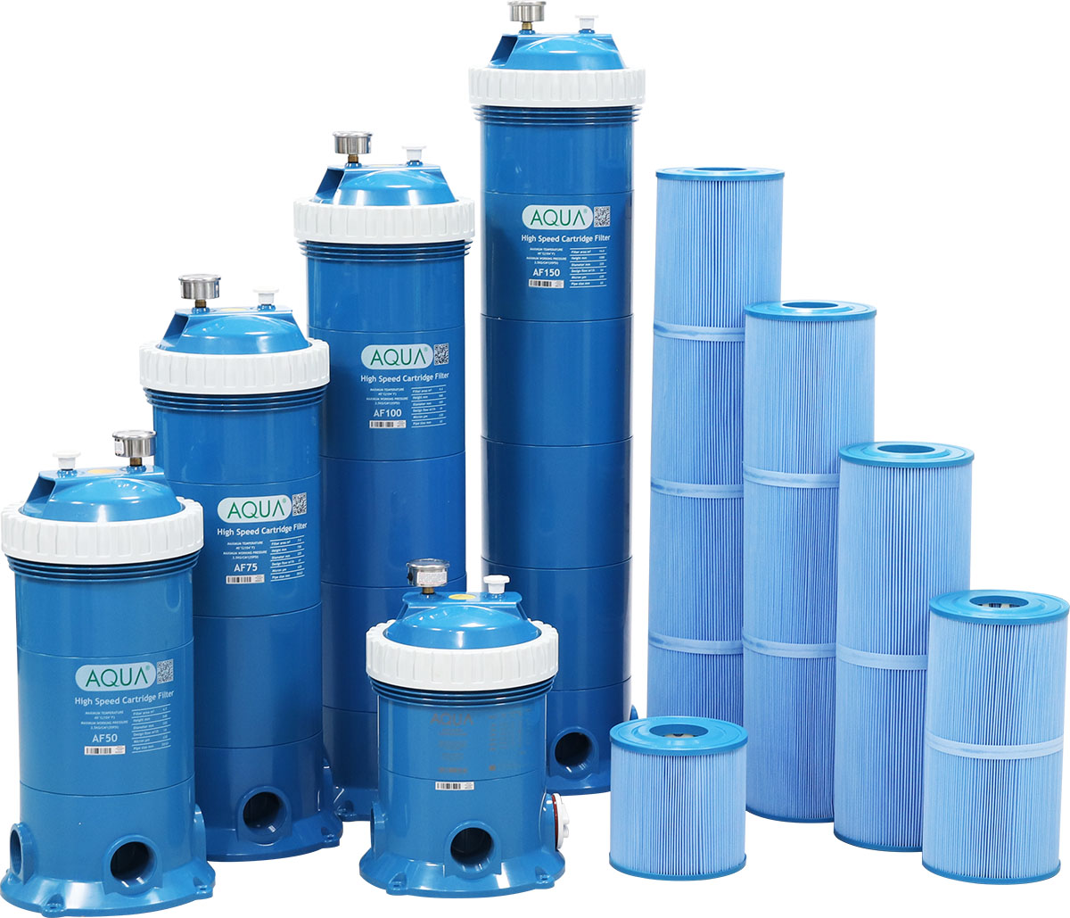 AQUA Swimming pool polyester cartridge filters AF75 AF200 cylinder Used ...