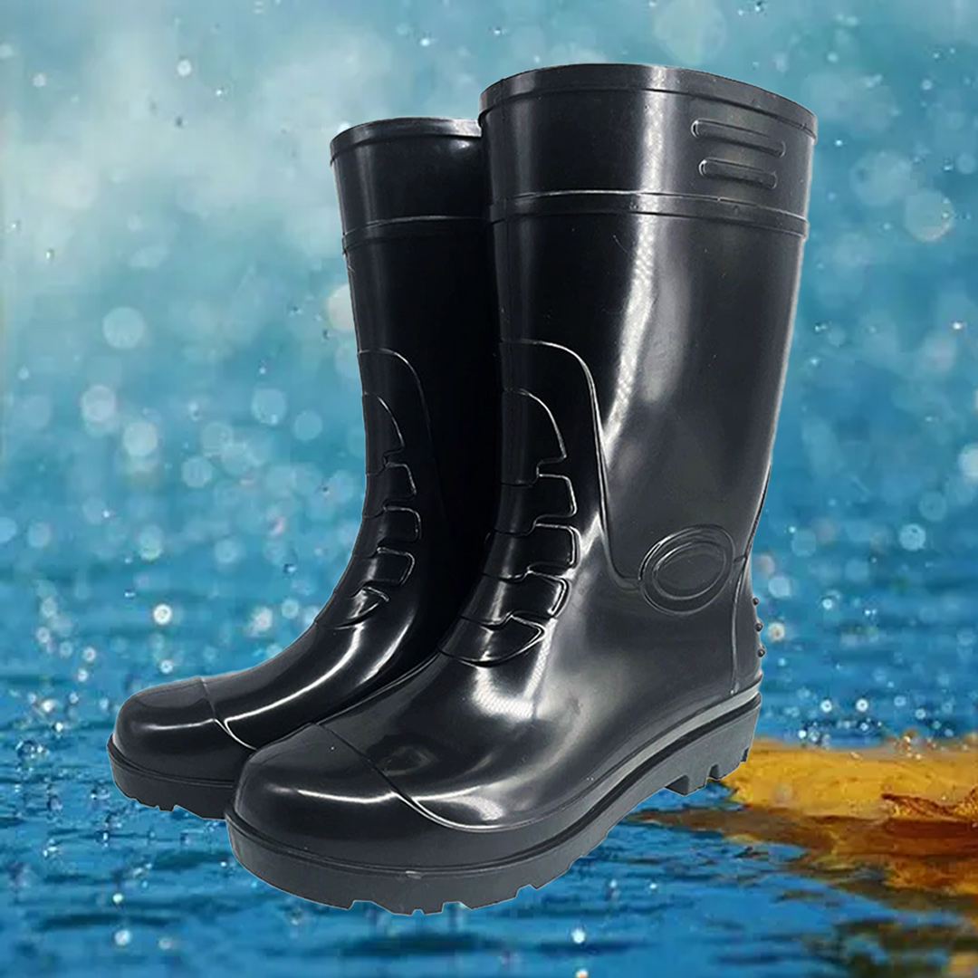 Mid cut rain bota simple plain rain flood boots for men rubber wear ...