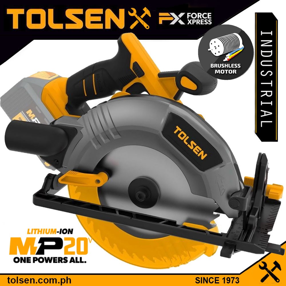 Tolsen LI-ION Brushless Cordless Circular Saw 190mm (All in One 20V ...